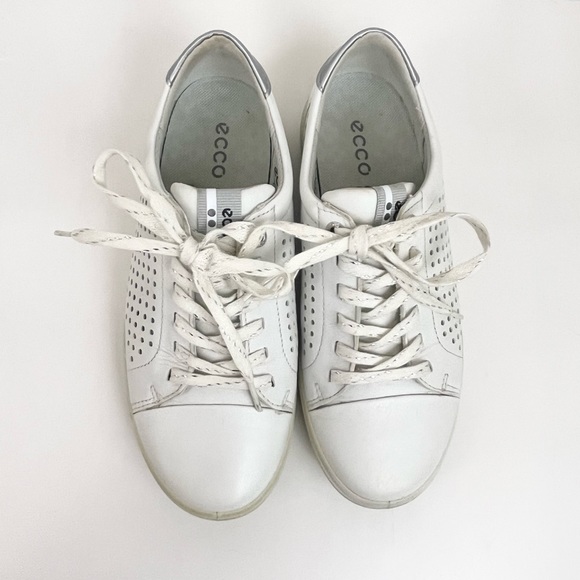 Ecco | Shoes | Ecco Hybrid Perforated Extra Wide Eu 37 Us 6 White Silver Leather Golf Shoe ...